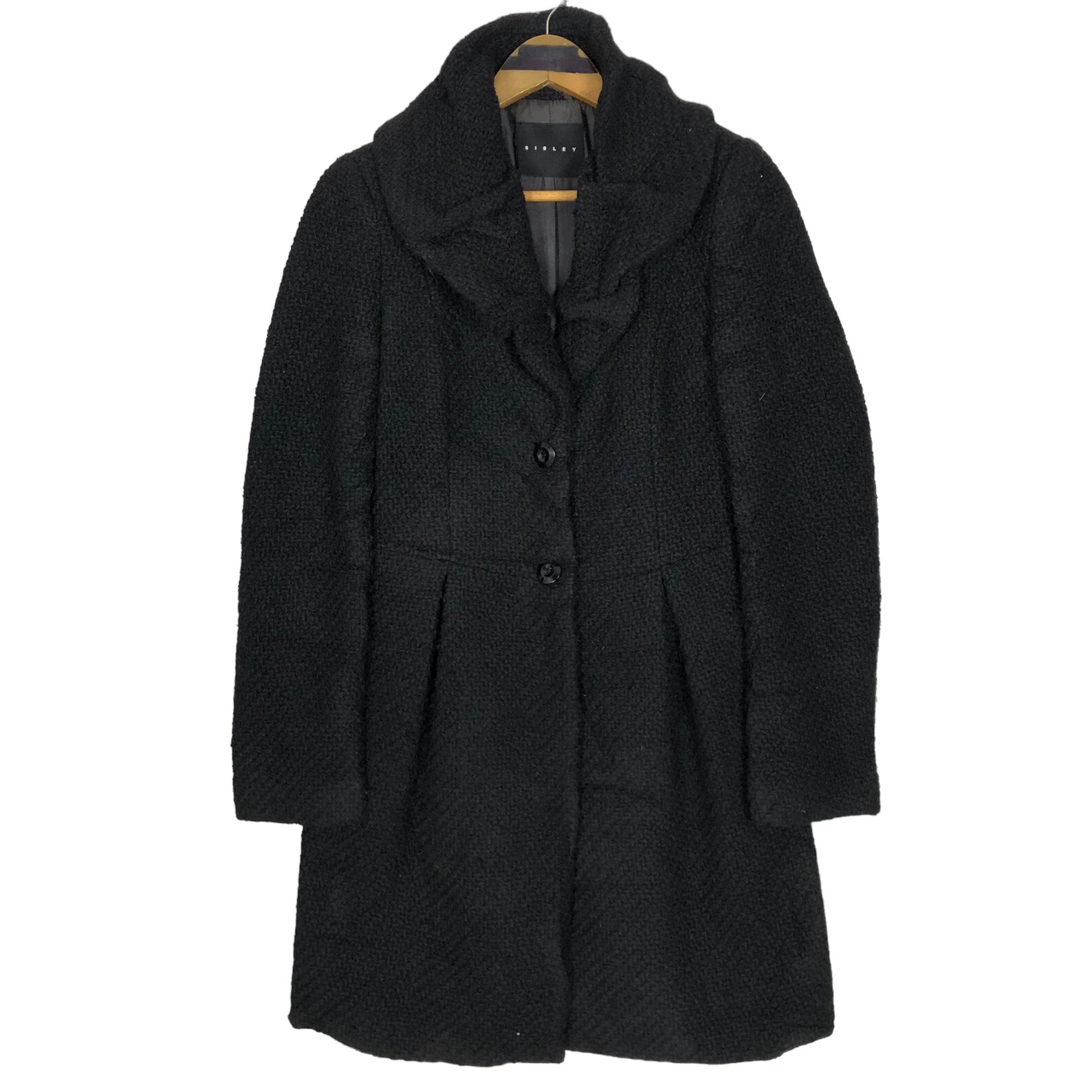 Sisley Wide Lapel Wool Car Coat Wide Collar Light Jacket Overcoat ...