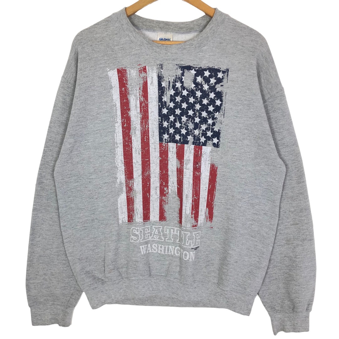 Vintage Seattle Washington USA Flag Crewneck Sweatshirt Pullover ...