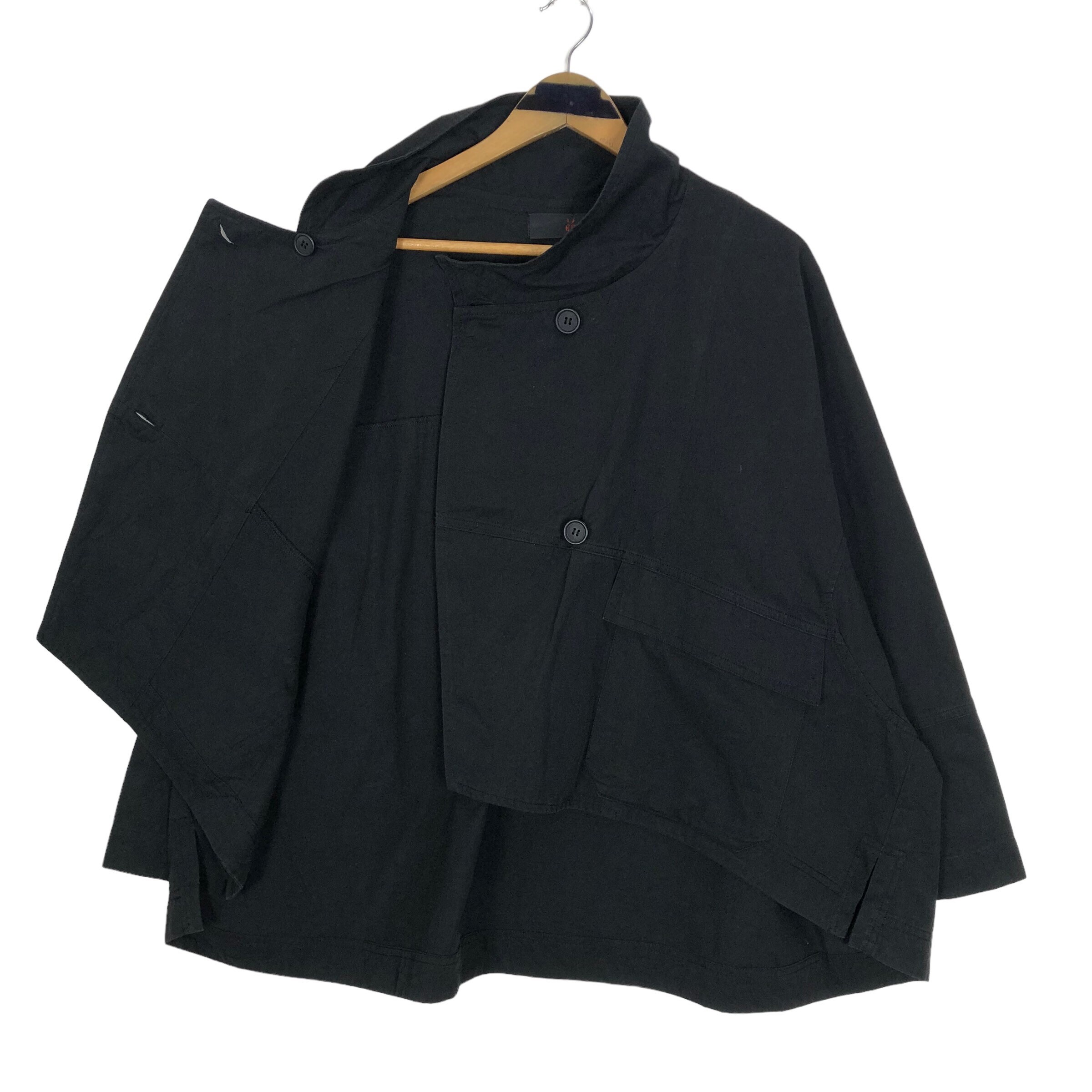 Moyuru Technical Art Design Poncho Jacket Double Breasted Oversized ...