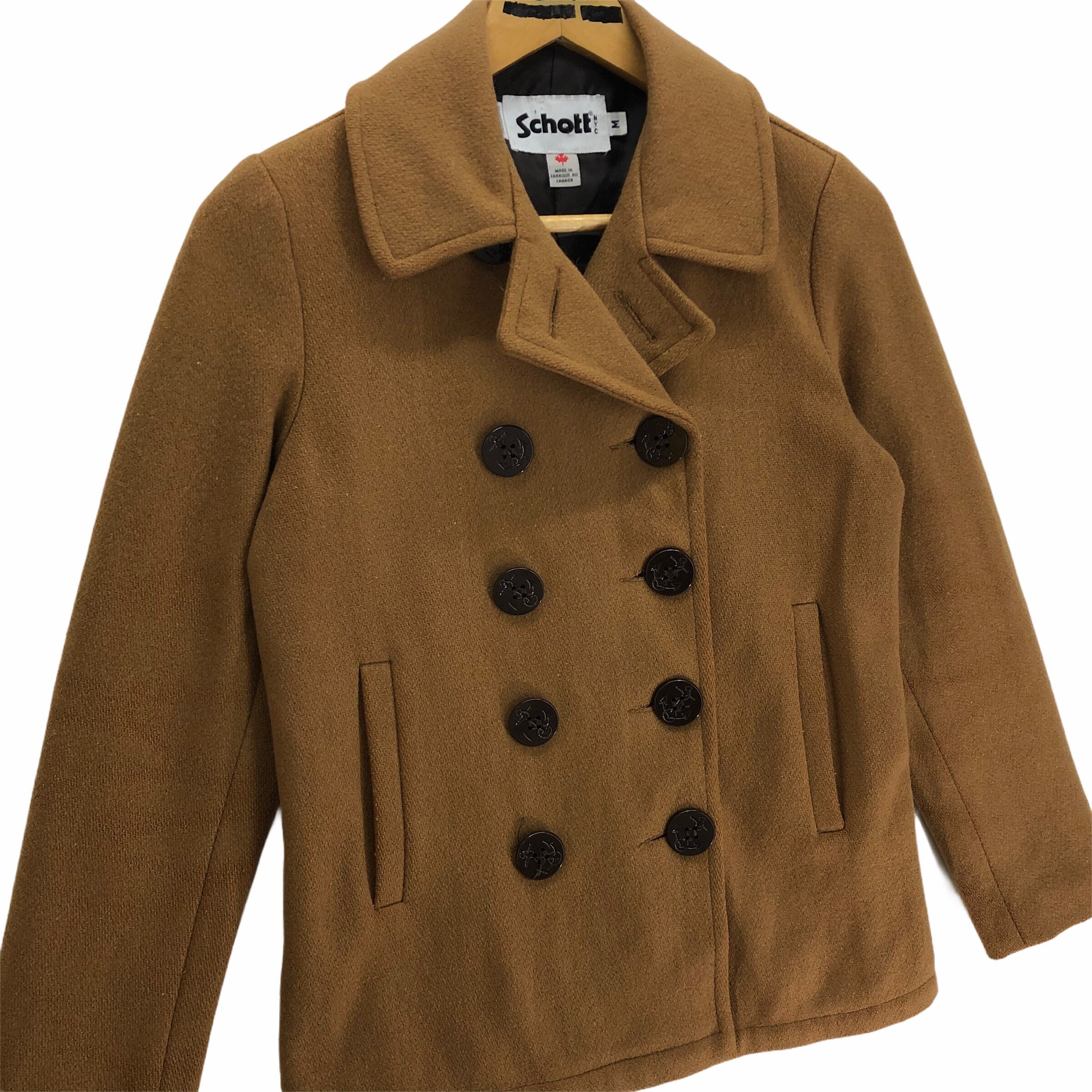 Vintage 90s 00s Schott NYC Womens Pea Coat Double Breasted Button up ...