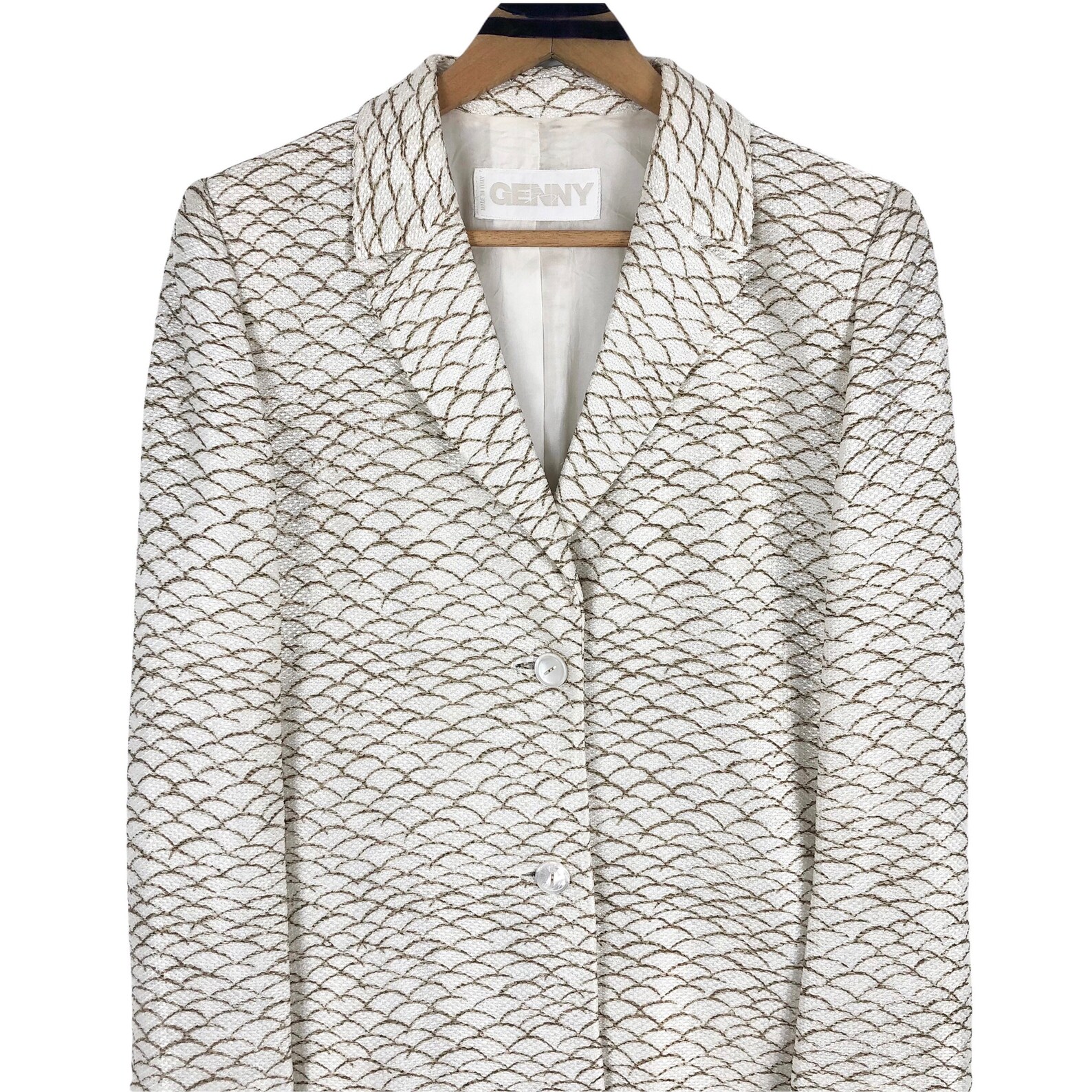 Genny Viscose Blazer Fish Scale Pattern Single Breasted Two - Etsy