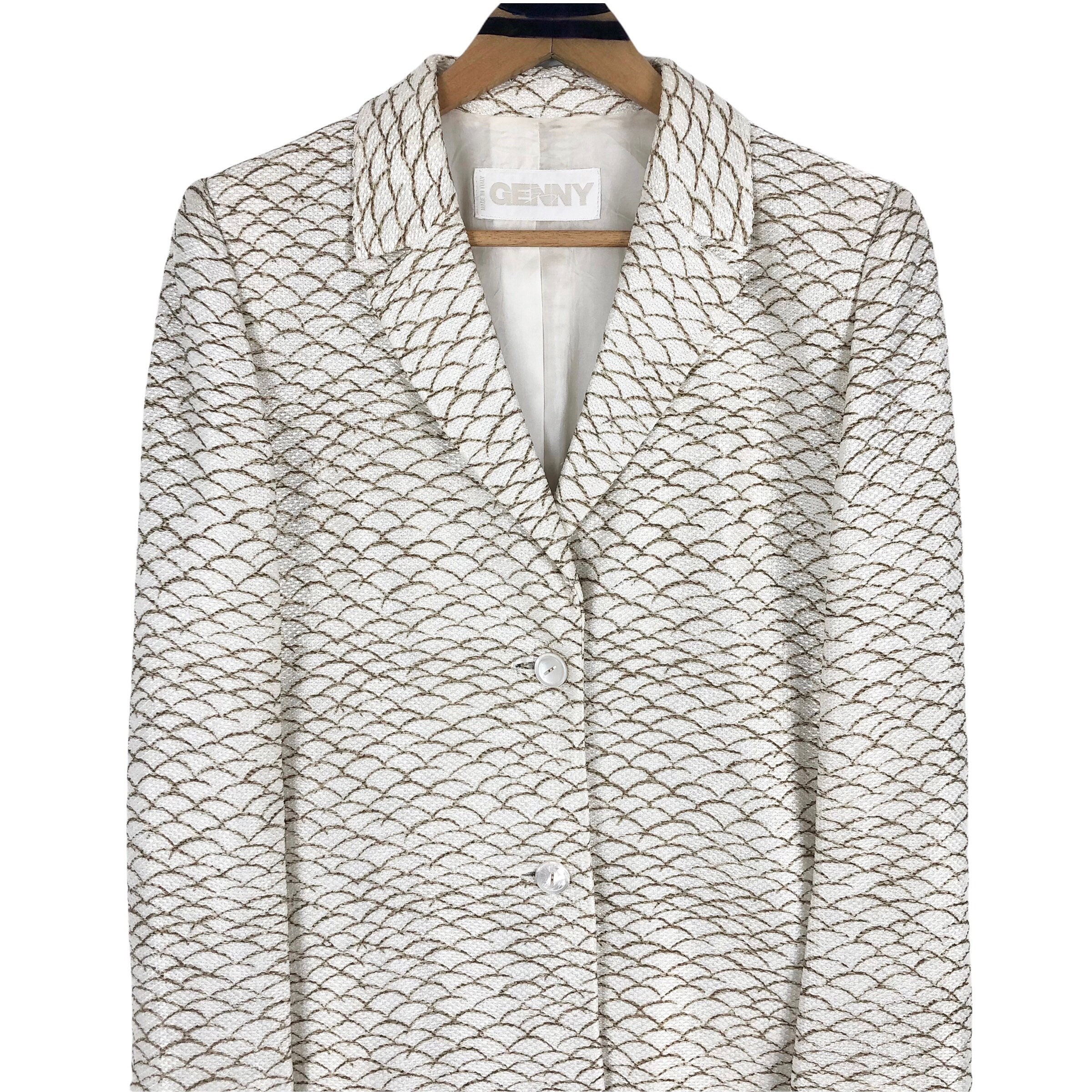 Genny Viscose Blazer Fish Scale Pattern Single Breasted Two - Etsy