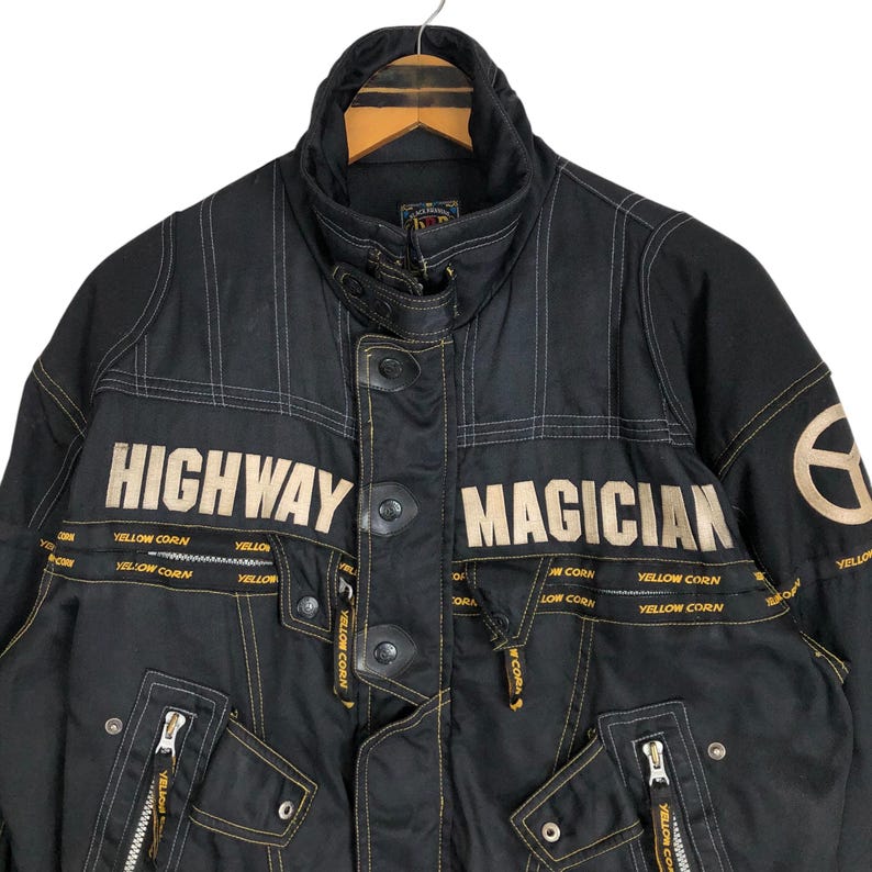 Vintage Yellow Corn Highway Magician Biker Jacket Racing Jacket Big ...