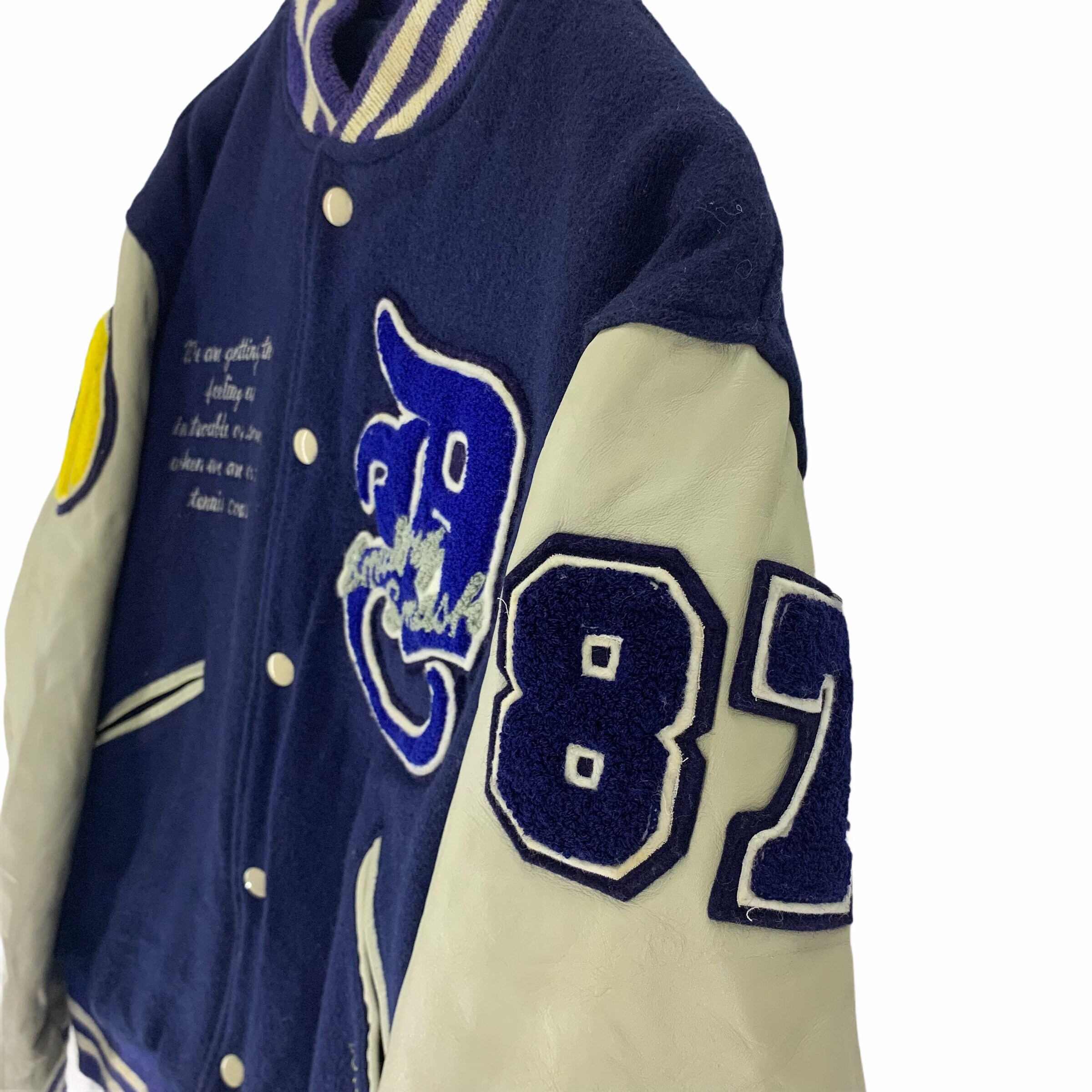 Vintage 50s Dokkyo University Baseball Club Smash Wool Leather Varsity ...