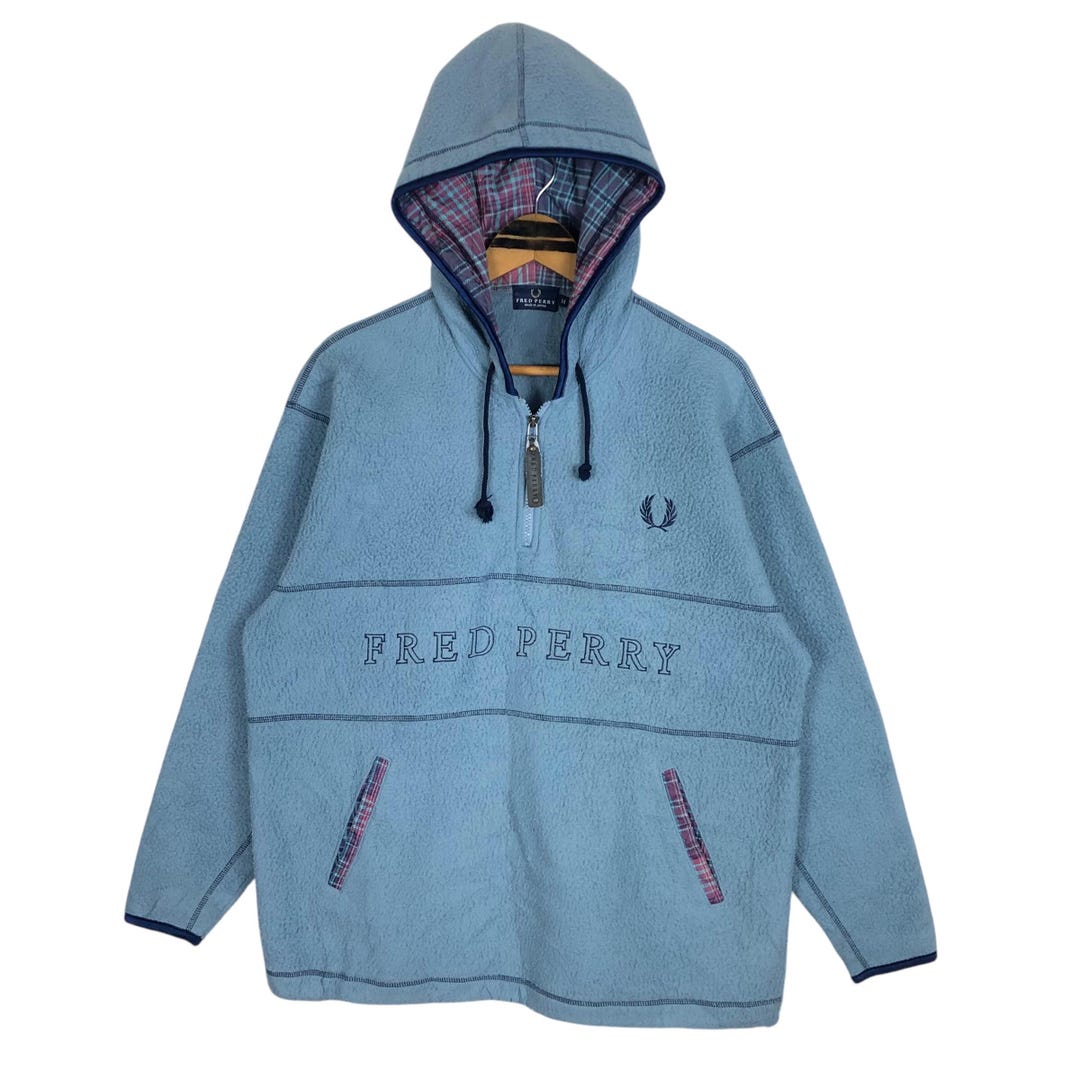 Vintage Fred Perry Hooded Fleece Sweater Pullover Hoodie Sweatshirt ...