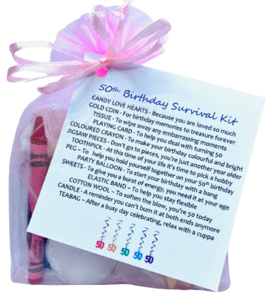 50th Birthday Survival Kit Gift, A Great Alternative Greetings Card ...