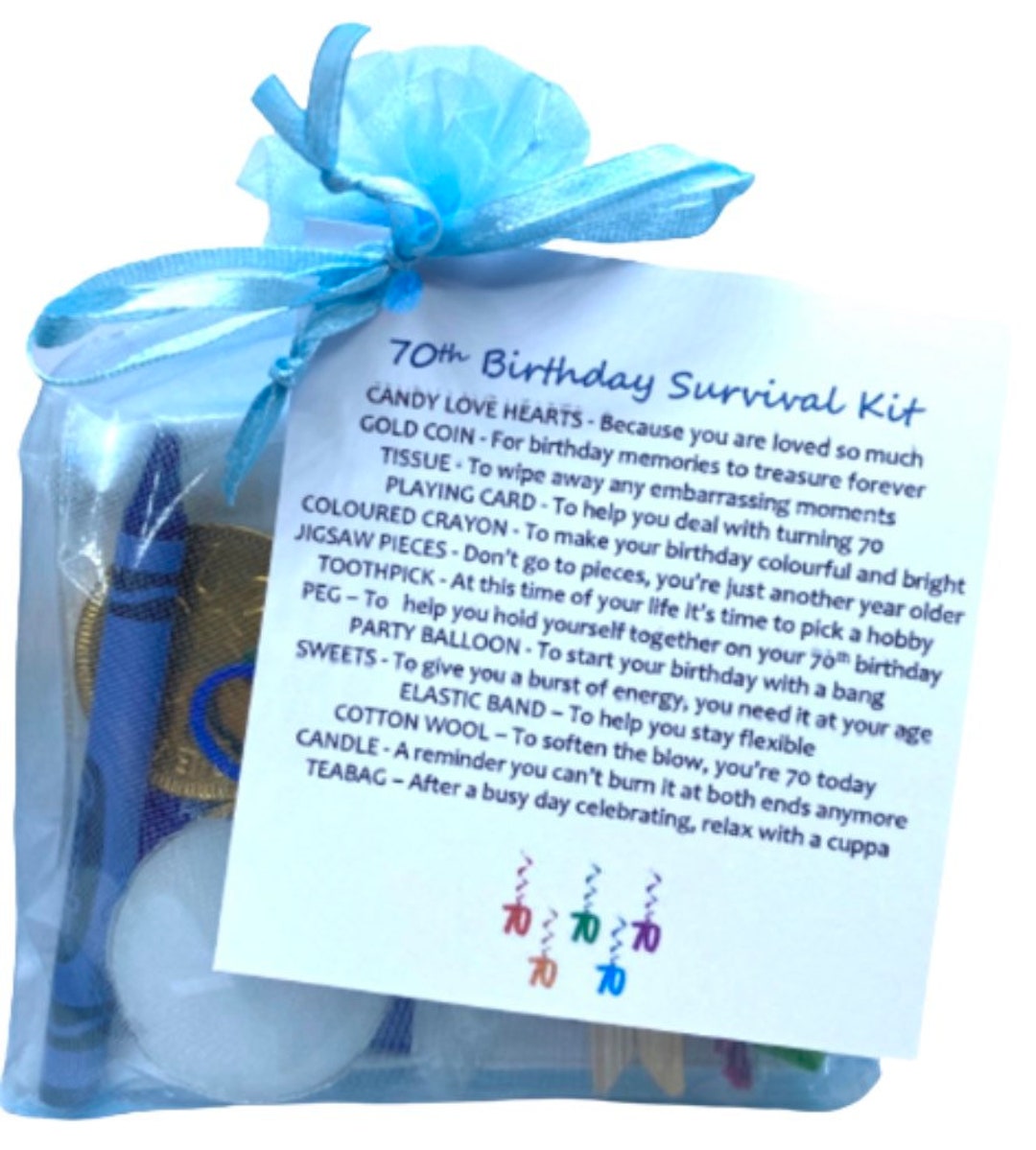 70th Birthday Survival Kit Gift, A Great Alternative Greetings Card ...