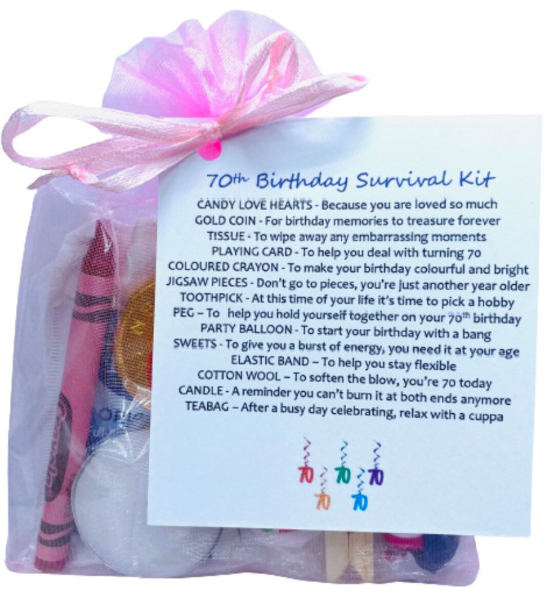 70th Birthday Survival Kit Gift, A Great Alternative Greetings Card ...