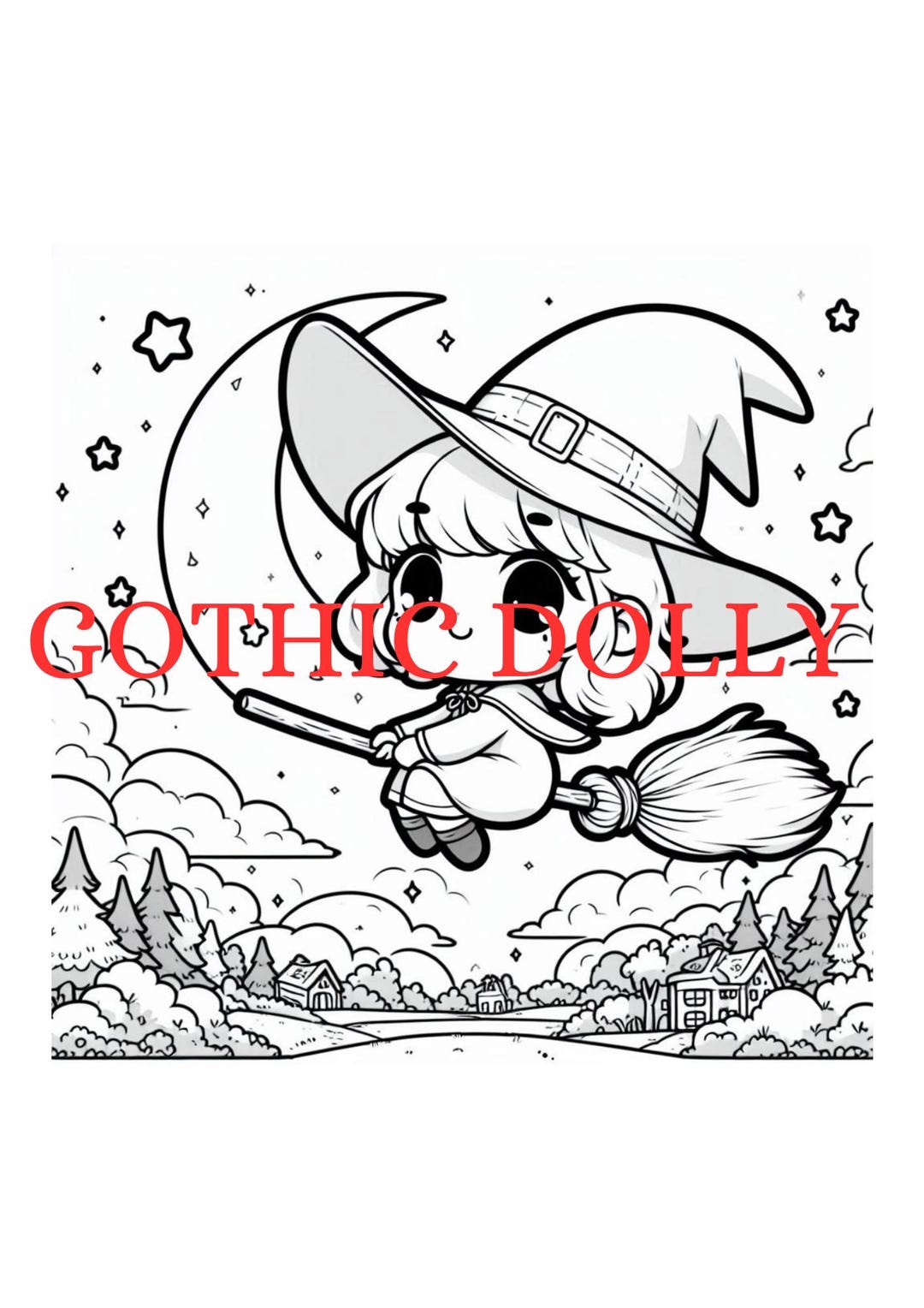 The Little Witch Coloring Page - Etsy