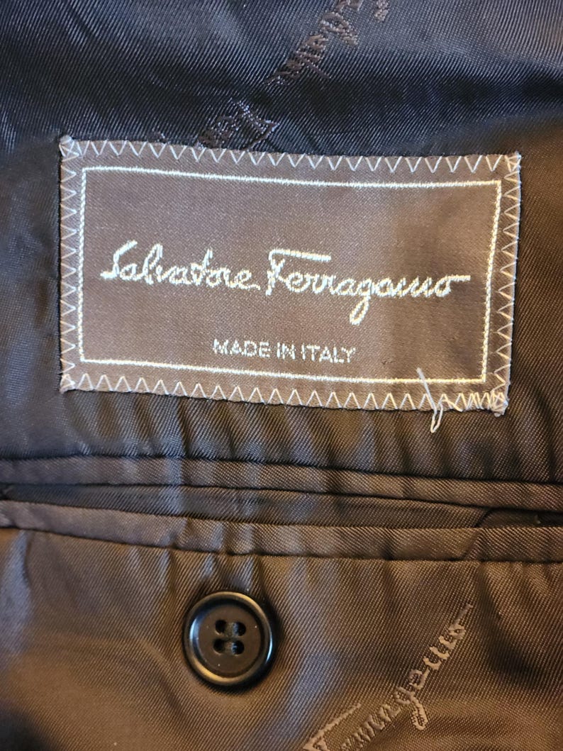 Vintage Salvatore Ferragamo Pin Stripped Double Breasted Blazer Sz 42R ...