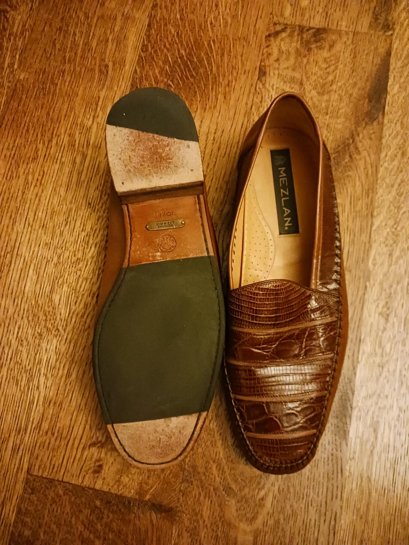 Mezlan Classic Leather and Lizard Skin Exotic Dress Moccasin Sz 10.5 ...