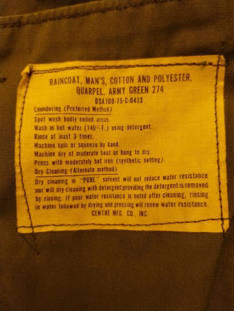 US Army Cotton/polyester Double Breast Raincoat Sz 44S - Etsy