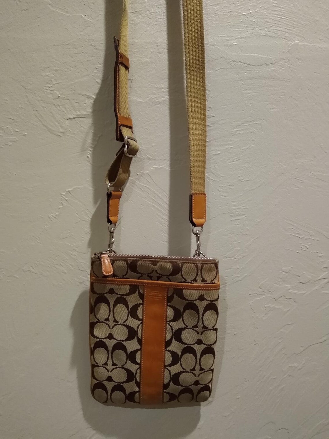 Vintage Coach Signature Canvas/leather Crossbody Shoulder Bag - Etsy Canada