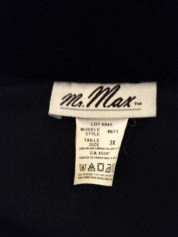 Vintage Mr. Max Black Velvet Zip Front Jacket Sz 3X - Gem