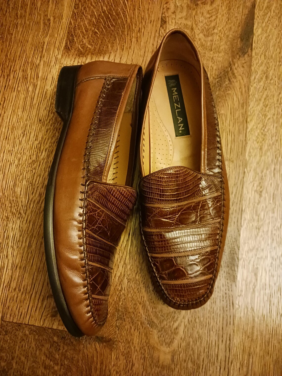 Mezlan Classic Leather and Lizard Skin Exotic Dress Moccasin Sz 10.5 ...