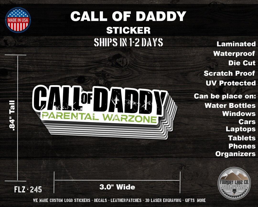 Call of Daddy | Gamer | Dad | Parental Warzone | Die Cut Stickers ...