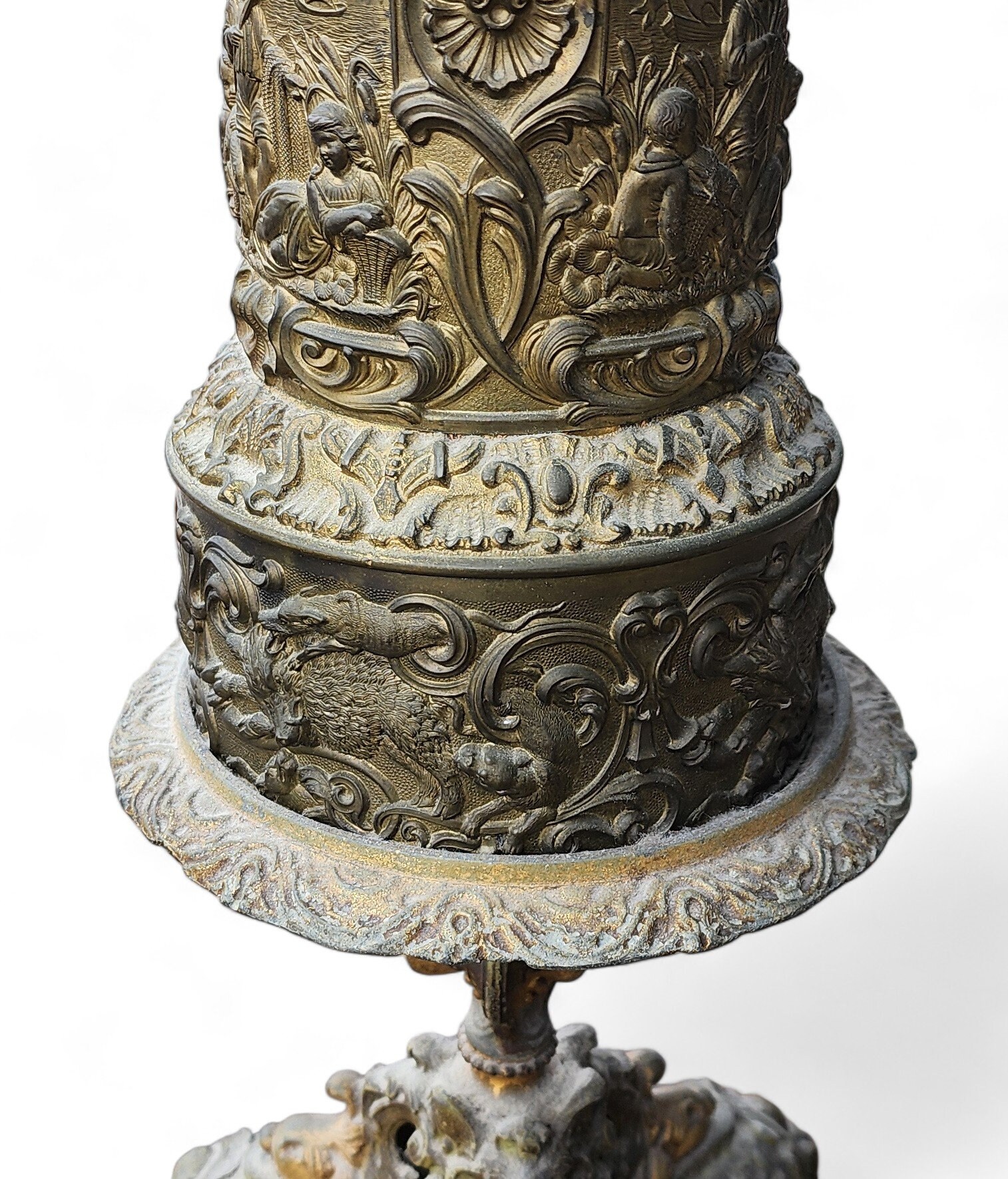 Fine Pair French Mid 19th Century Converted Brass Repoussé Moderator ...