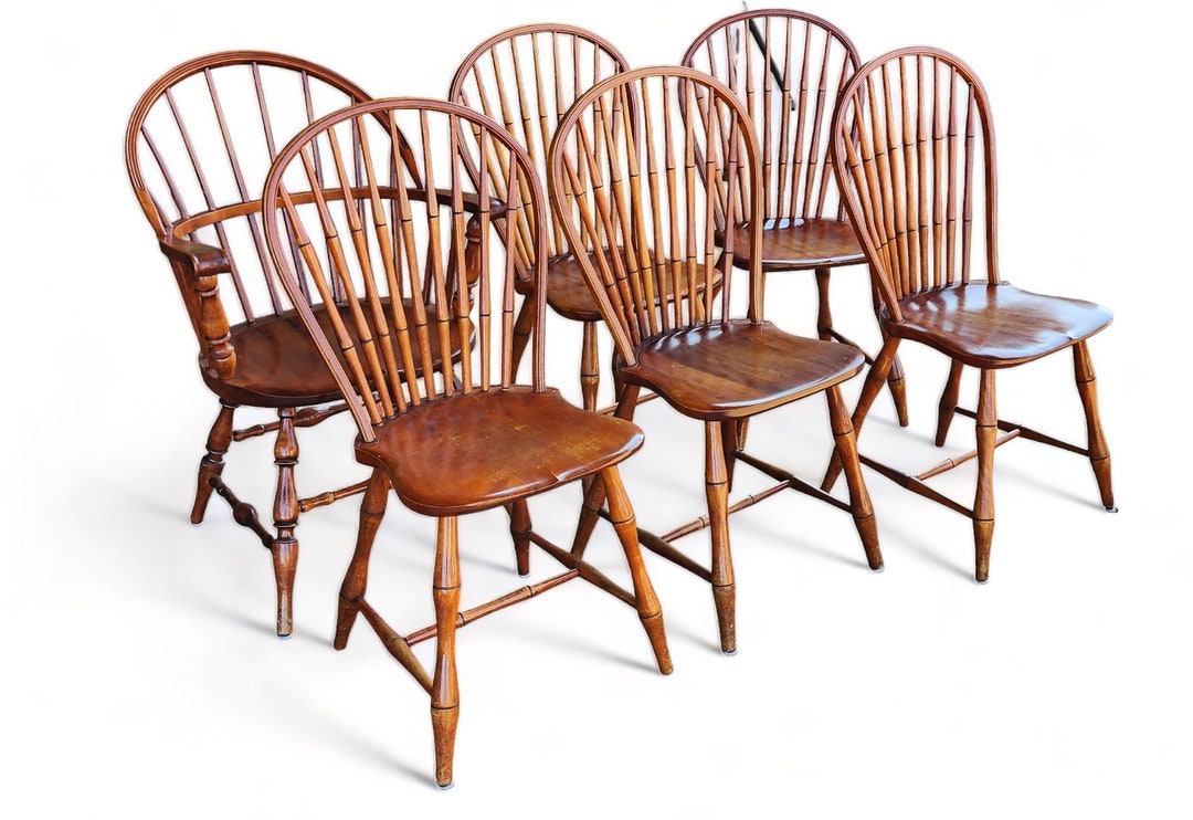 Set 6 Vintage Maple Conant & Ball Bow Back Windsor Spindle - Etsy