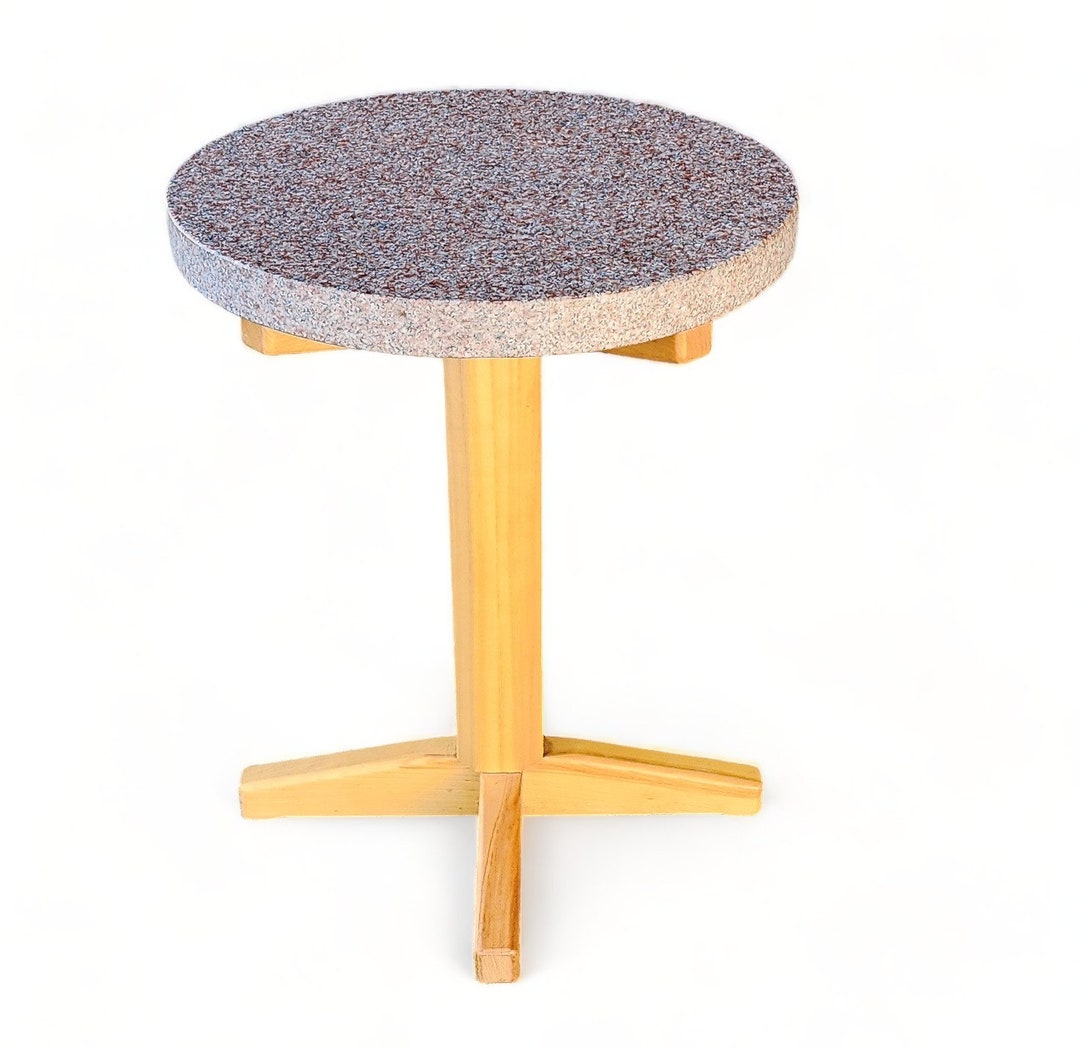 Shop Made Small Round Granite Top W/ Maple Base Occasional Drink Table ...