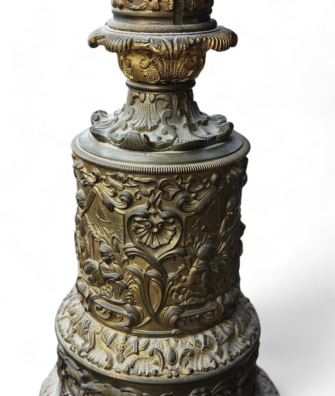 Fine Pair French Mid 19th Century Converted Brass Repoussé Moderator ...