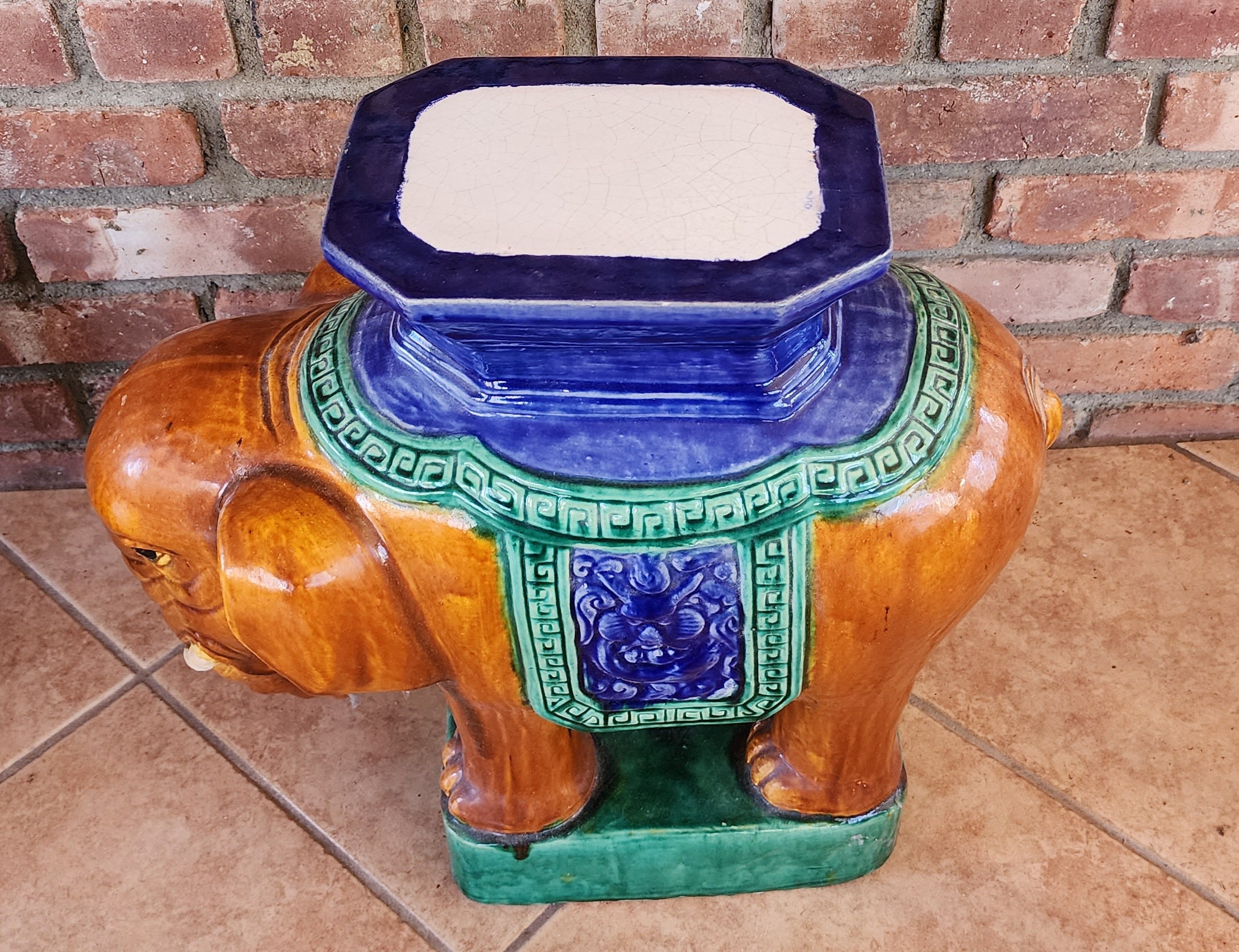 Pair 20th Century Polychrome Shiwan Pottery Glazed Elephant - Etsy