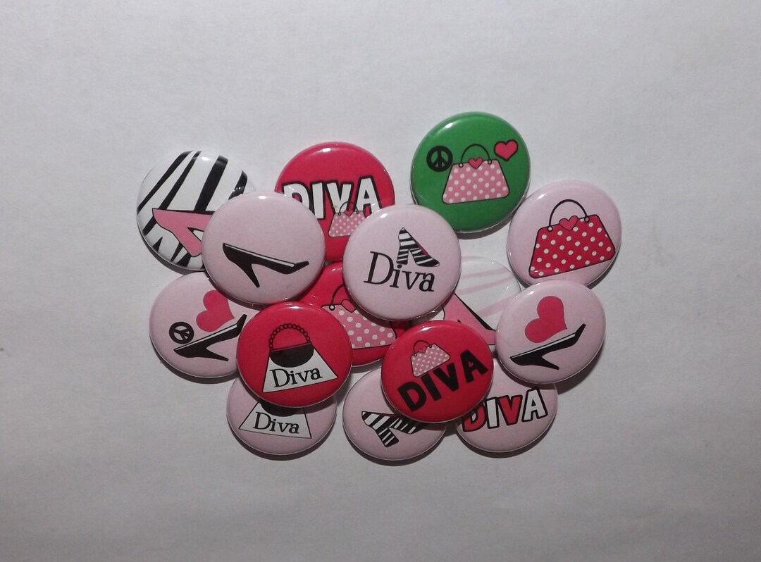 Diva buttons girly buttons set of 12 - Etsy.de