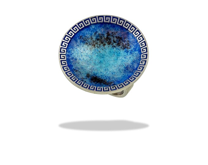 Handcrafted Wedding Greek Key Band With Enamel Detailing - Unique ...
