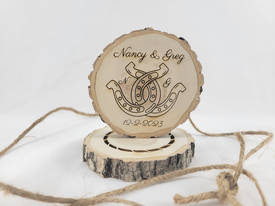 Wedding Horseshoe Cake Topper Centerpiece Wood Slice, Country ...