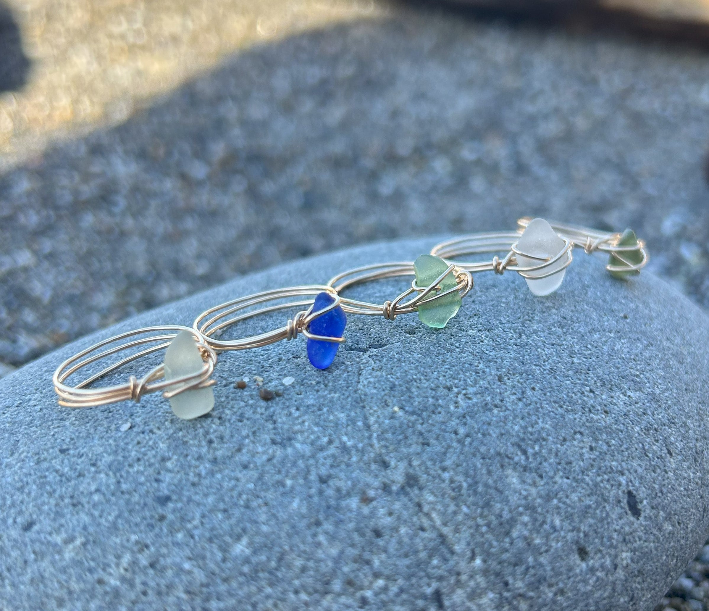 Custom Sea Glass Ring: 14K Gold Fill Wire Wrapped Handmade Jewelry - Etsy