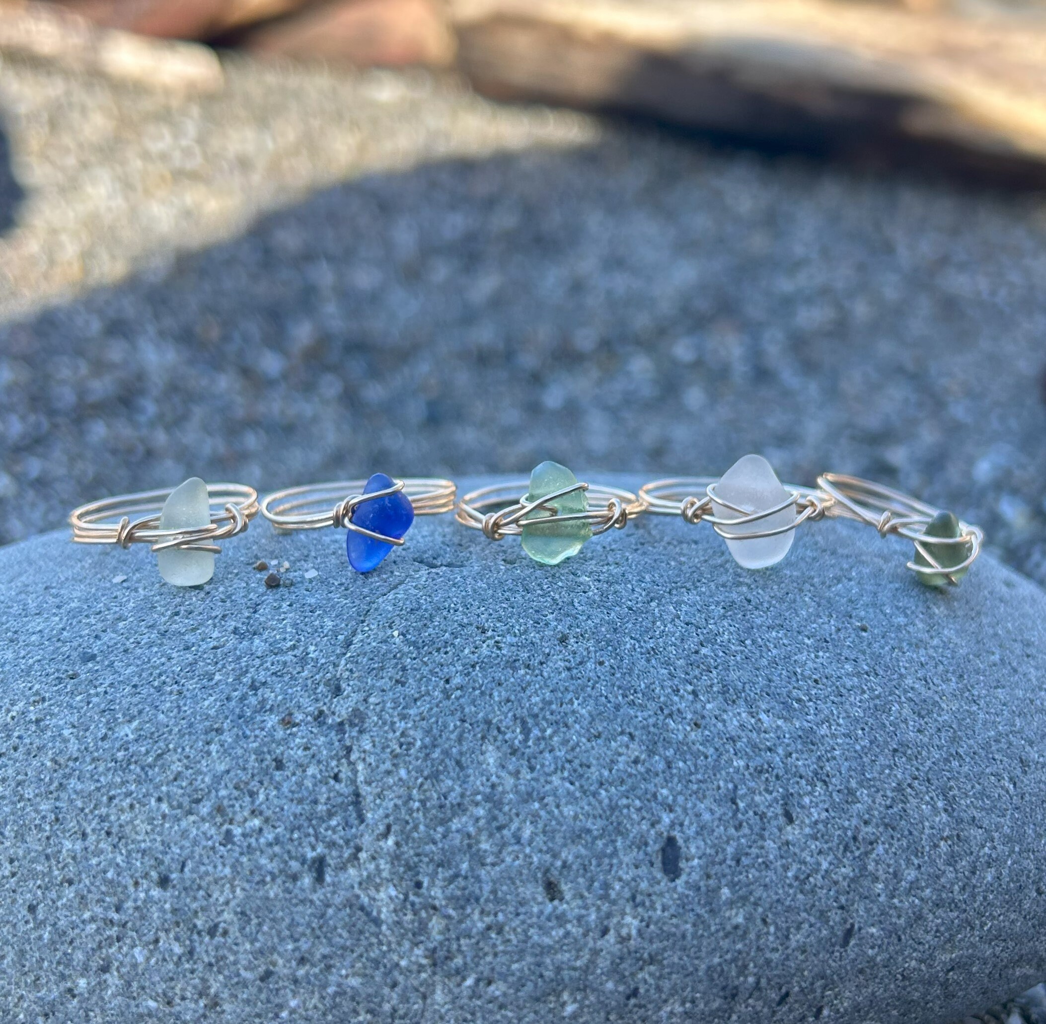 Custom Sea Glass Ring: 14K Gold Fill Wire Wrapped Handmade Jewelry - Etsy