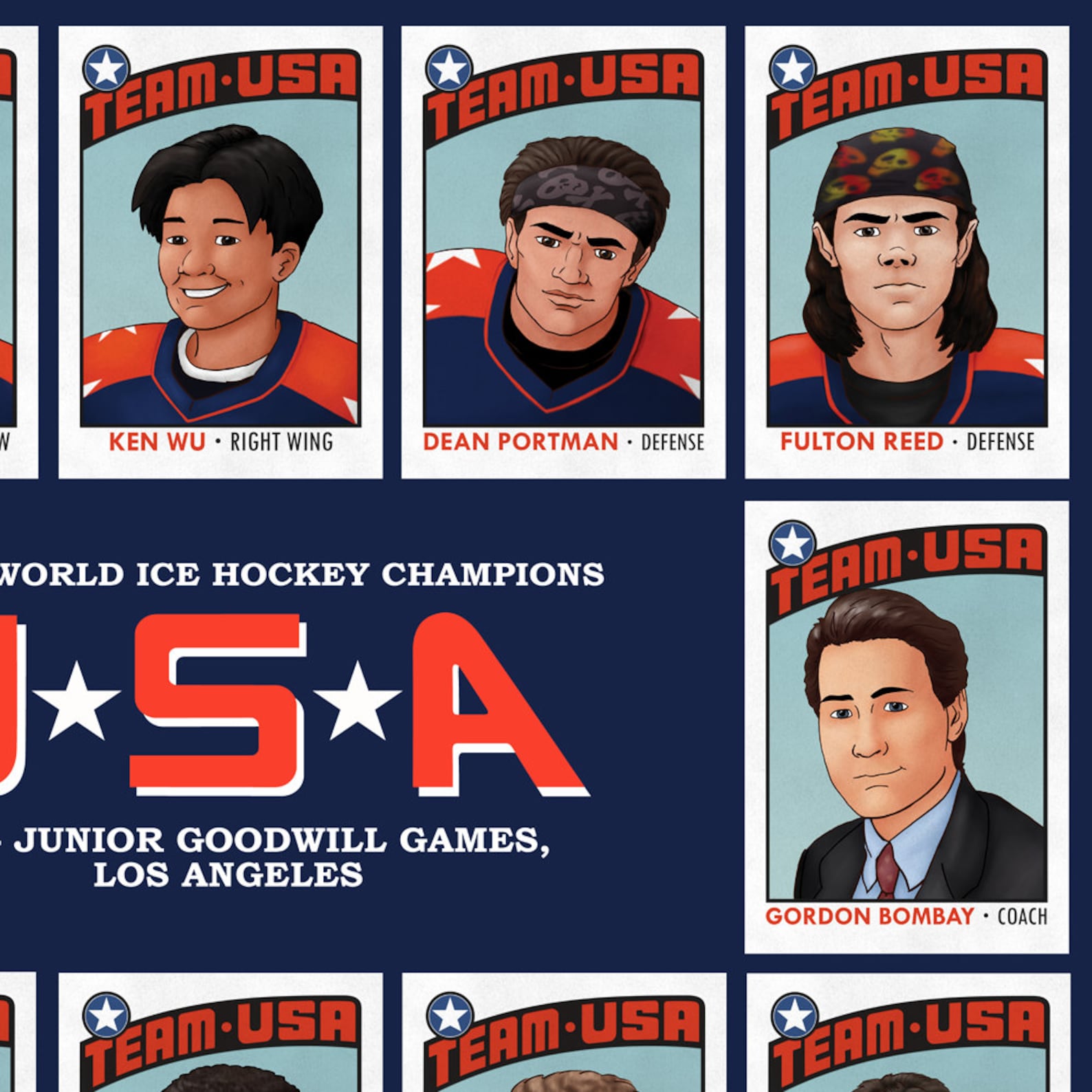 Mighty Ducks D2 Print, Team USA Trading Cards, Sports Movie Memorabilia ...