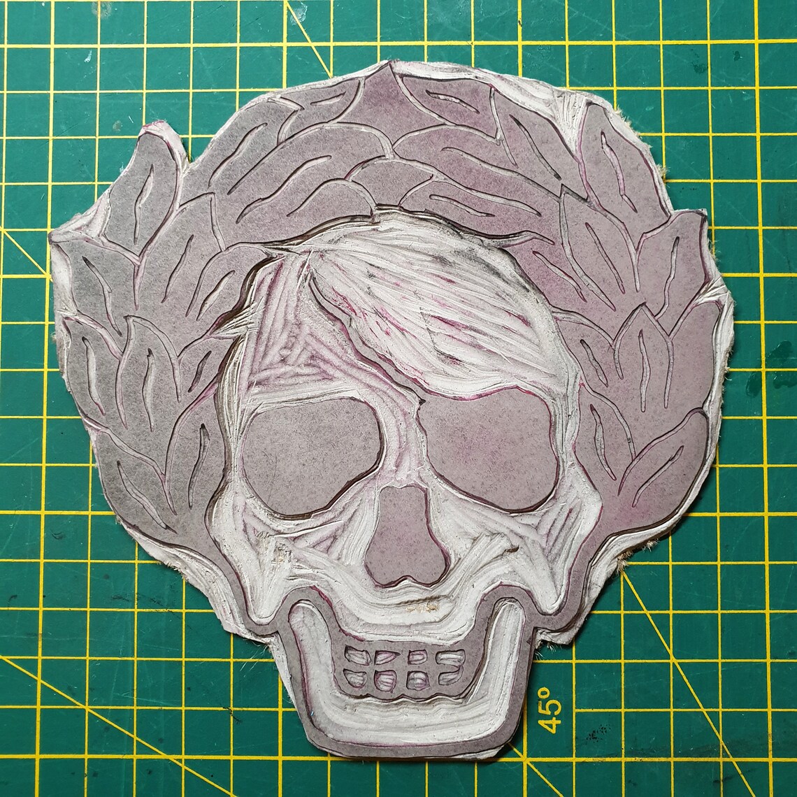 Linocut Skull Print 2, Handprinted, Halloween, Spooky Gothic, Skeleton ...