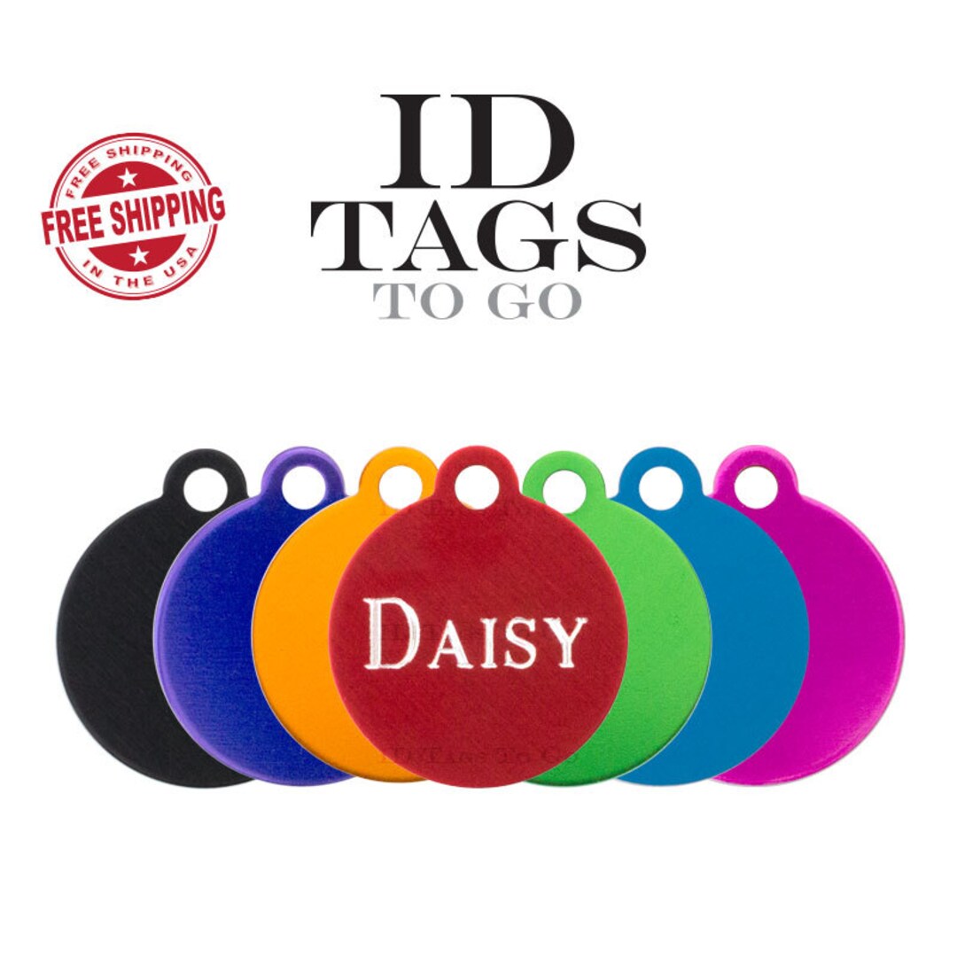 Small Engraved Circle Two Sided Pet Dog ID Tag Personalized Round - Etsy