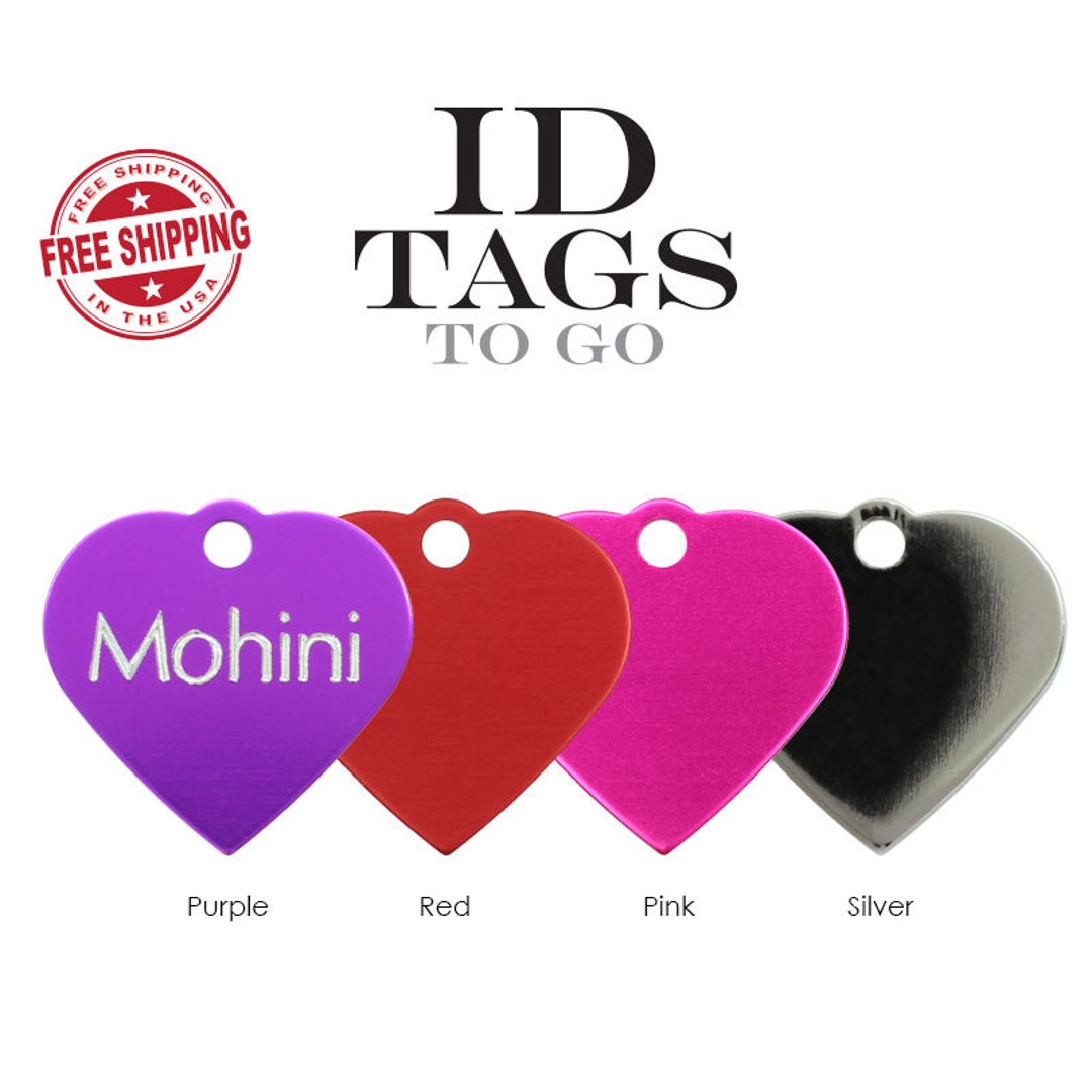 Small Heart Pet Id Tag Cat Dog Engraved Personalized Custom Charm Blood ...