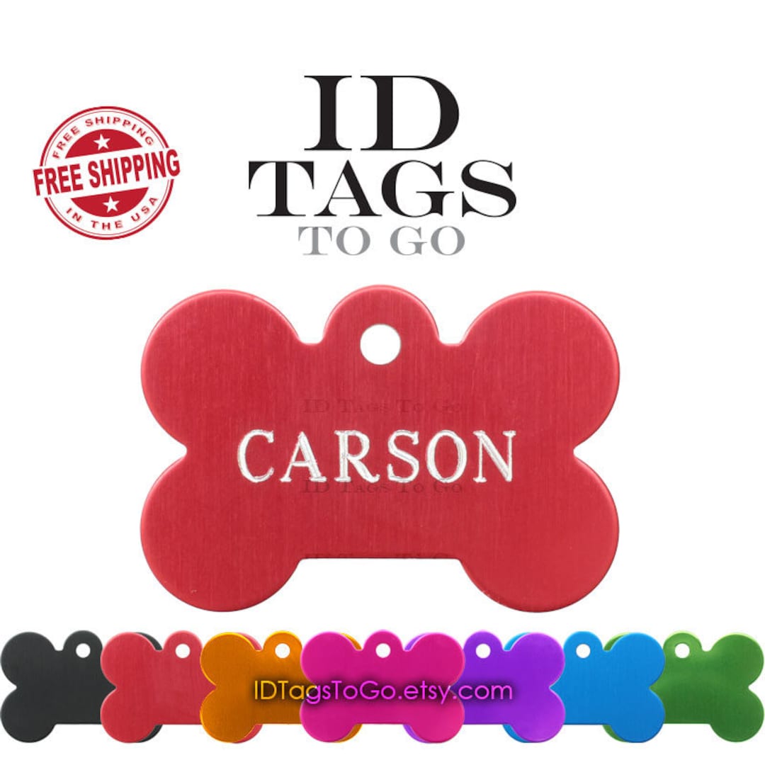 Pet Tags. Dog Tags for Dogs Large Bone ID Tag Custom Engraved ...