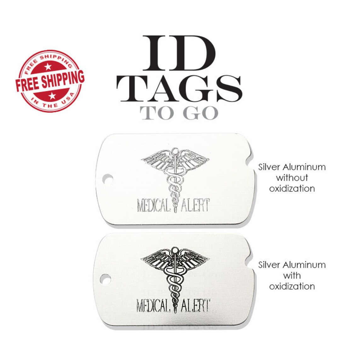 Military Style Medical Alert Id Tag Custom Engraved - Etsy