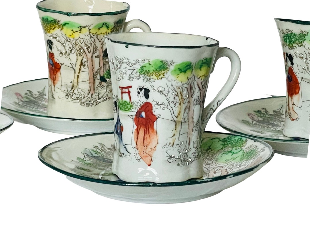 Vintage Geisha Ware Demitasse Chocolate Cups Saucers - Set of 4 - Etsy