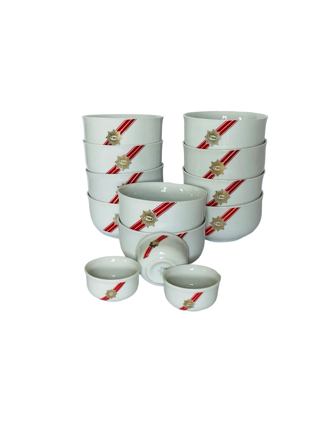 Vintage TWA Bowls Porcelain Bowls Ramekins ABCO Japan Airline Trans ...