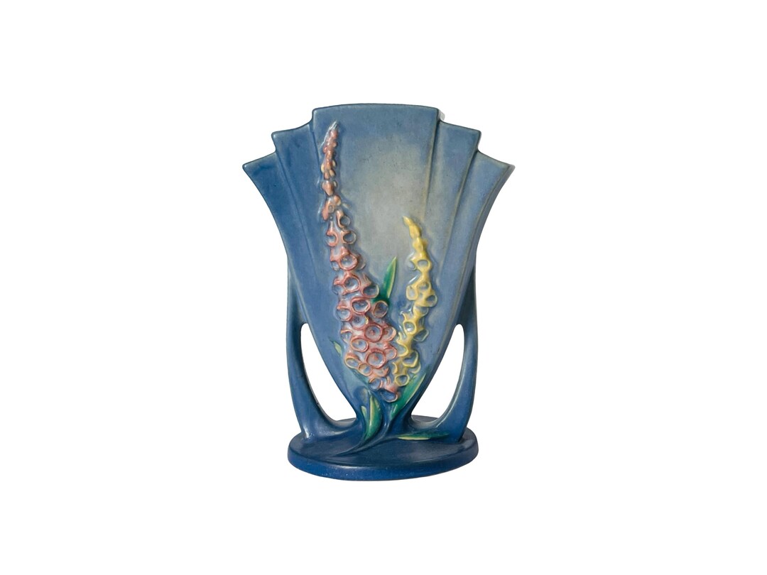 Roseville Art Pottery Foxglove Blue Fan Vase 47-8 - Etsy