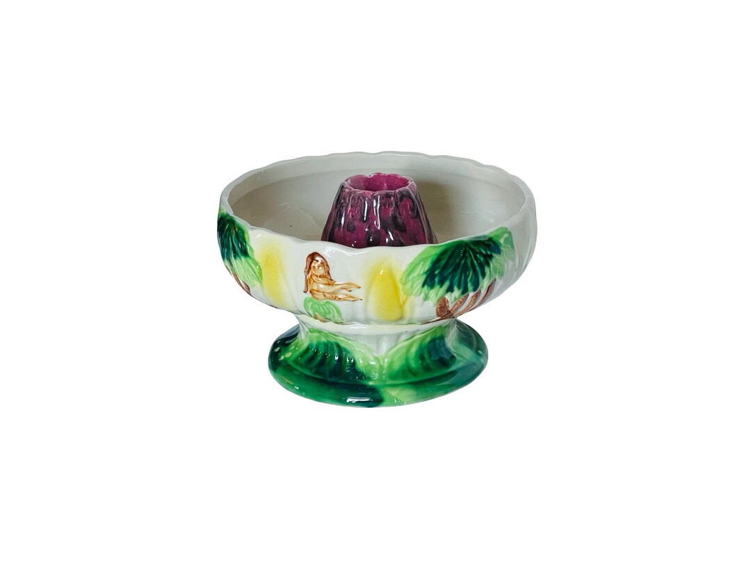 Vintage Orchids of Hawaii Footed Large 8" Hula Tiki Volcano Scorpion ...