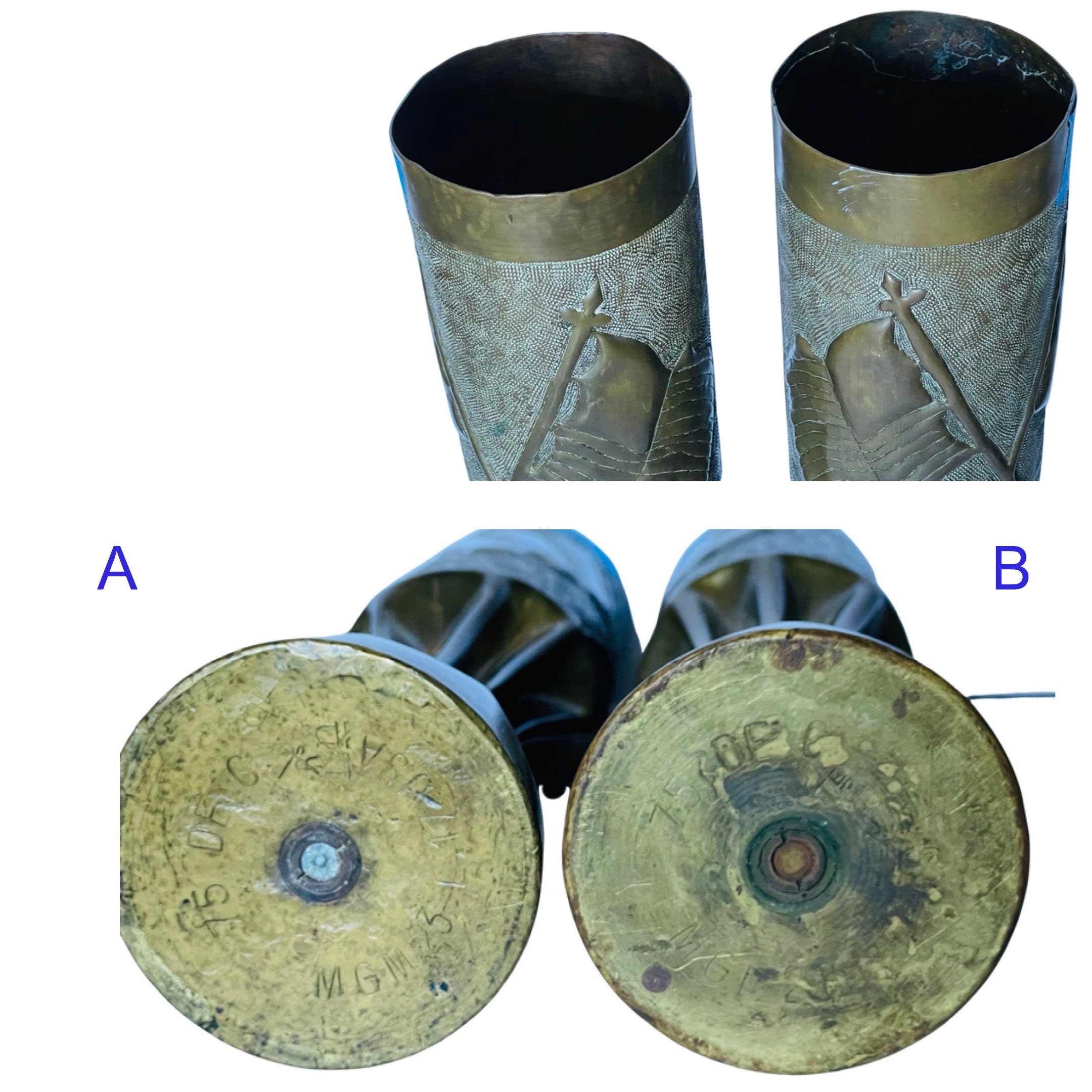 WW2 Trench Art Vases French Artillery Shell 75mm Casing Vases - Etsy