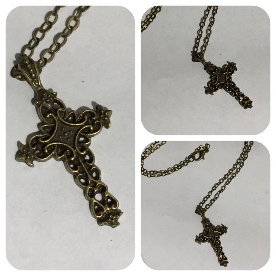 Regency Style Bronze Cross Necklace - Etsy