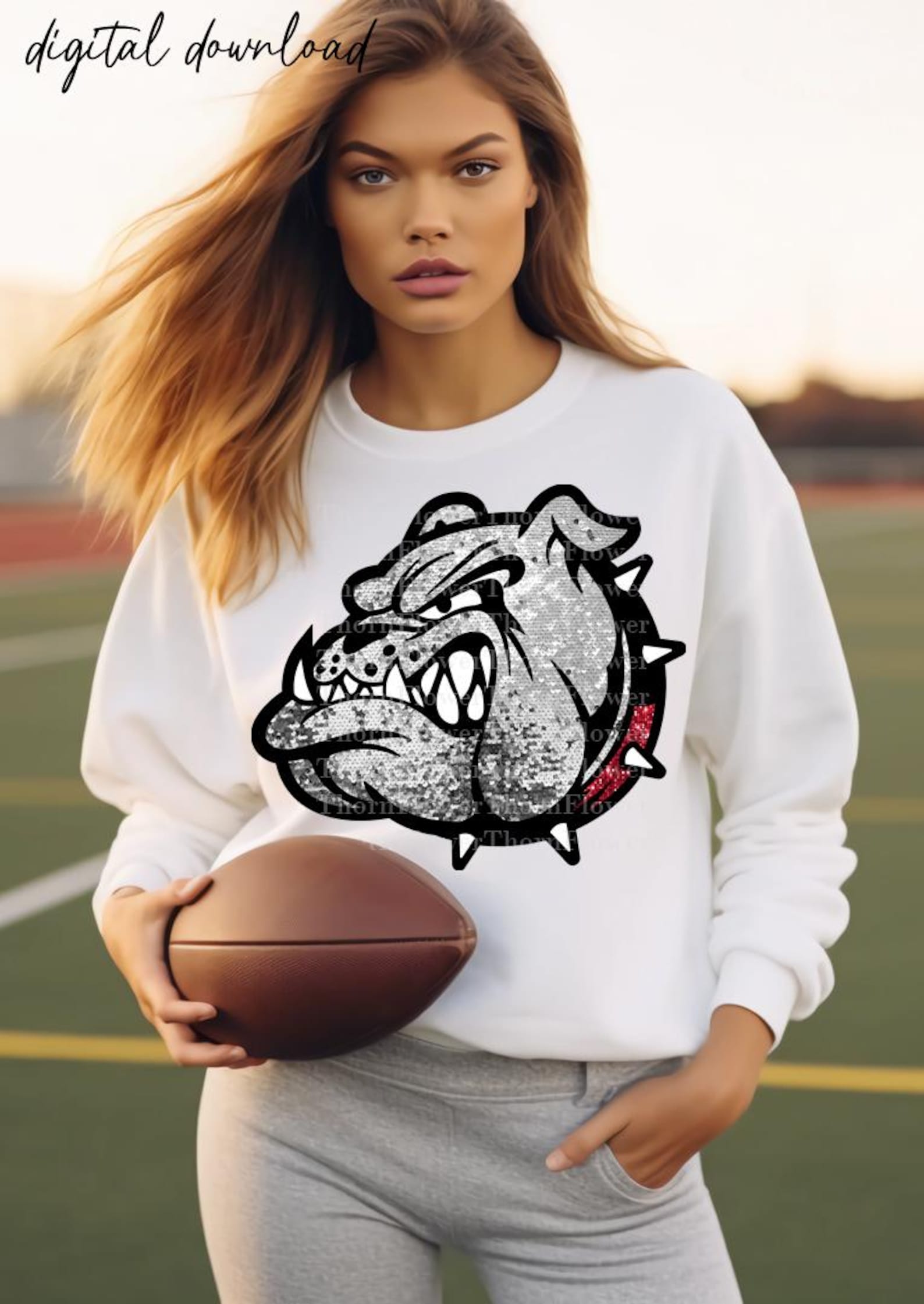Digital Download, Bulldogs, Faux Sequins, Red Sequin Look, Game Day ...
