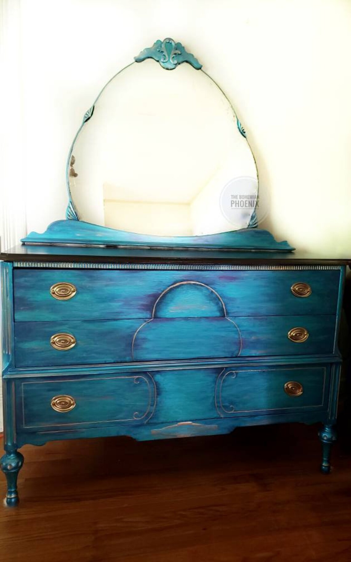 SOLD/ Mermaid / Northern Lights / Peacock Dresser / Bathroom Vanity - Etsy