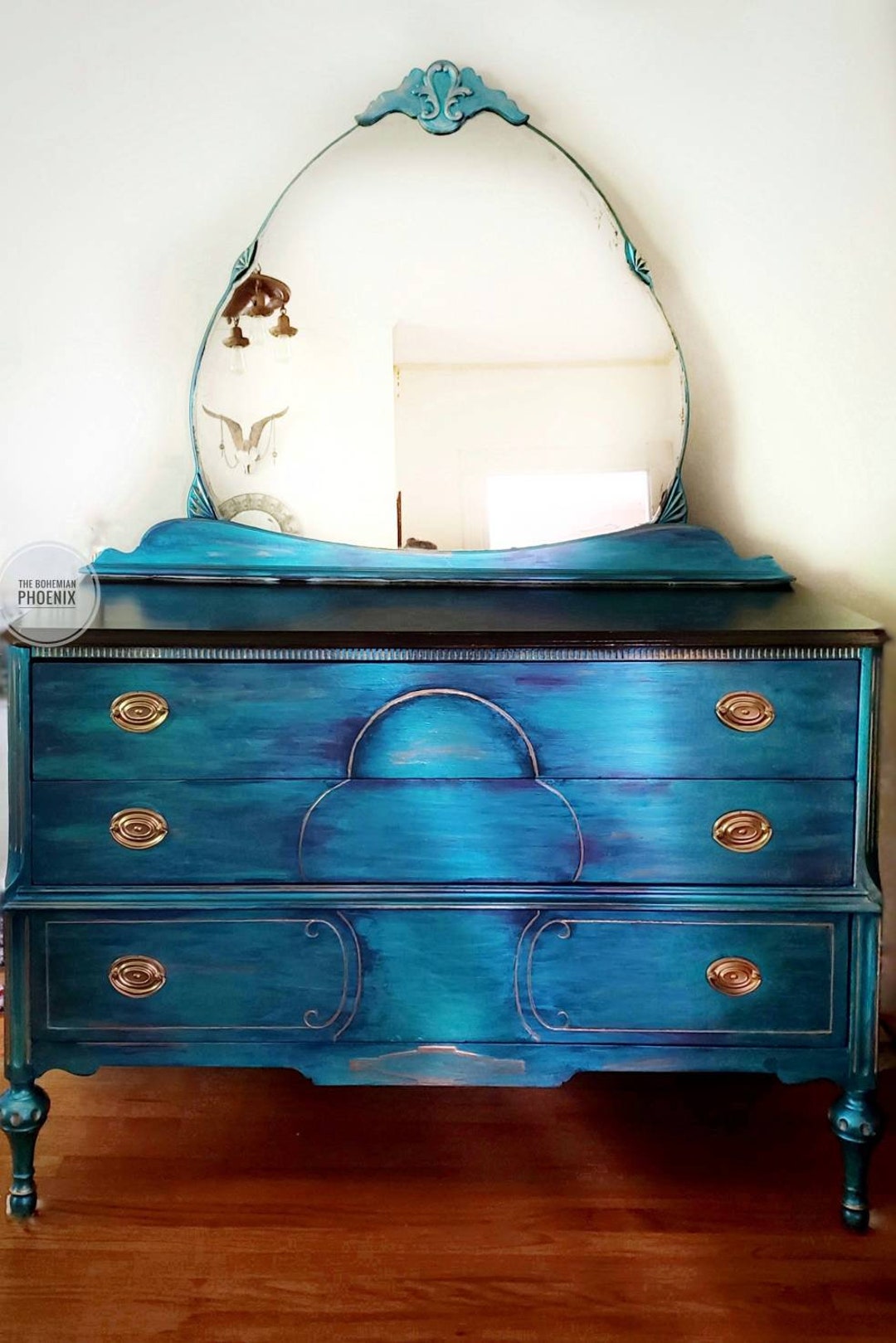 SOLD/ Mermaid / Northern Lights / Peacock Dresser / Bathroom Vanity - Etsy