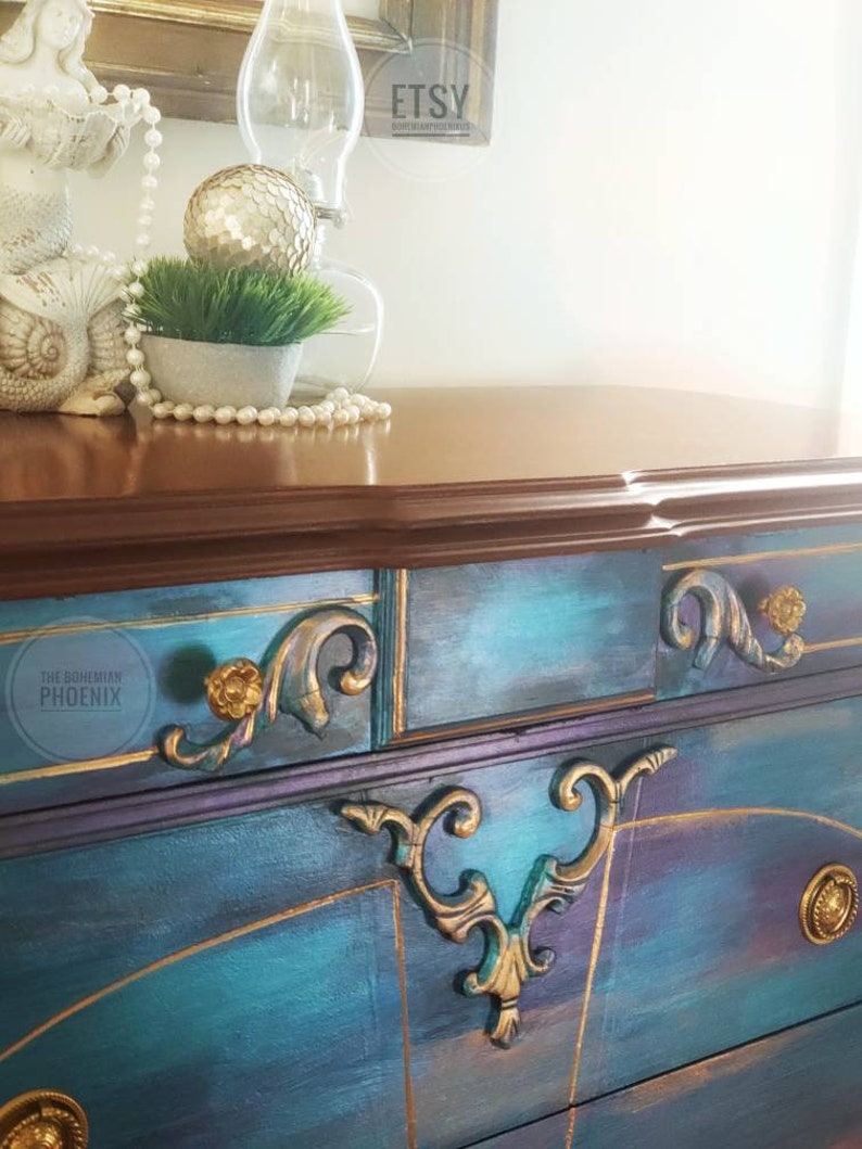 Mermaid / Northern lights / peacock dresser | Etsy