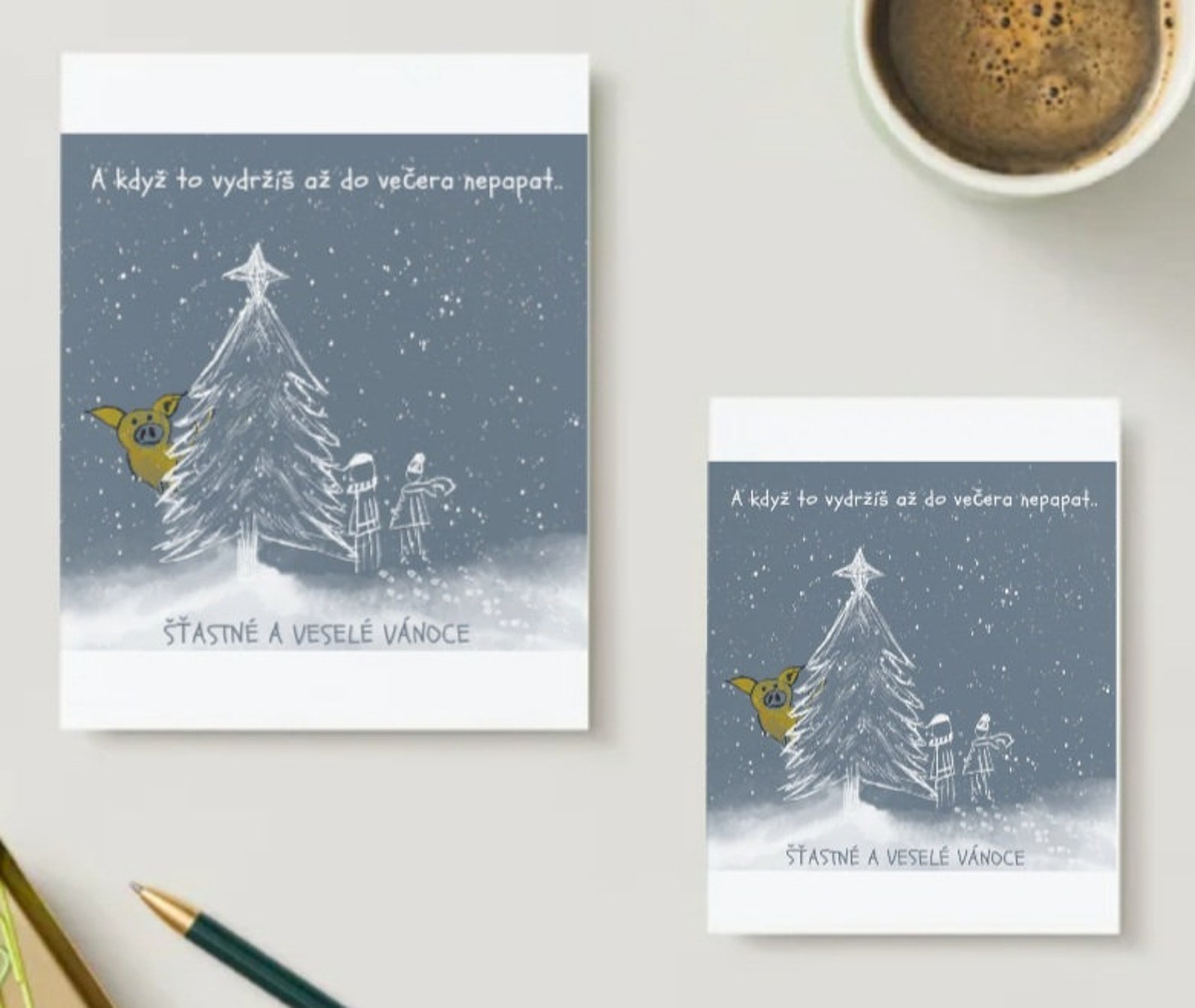 Christmas Printable Card Golden Piggy Czech Version, Zlaté Prasátko ...