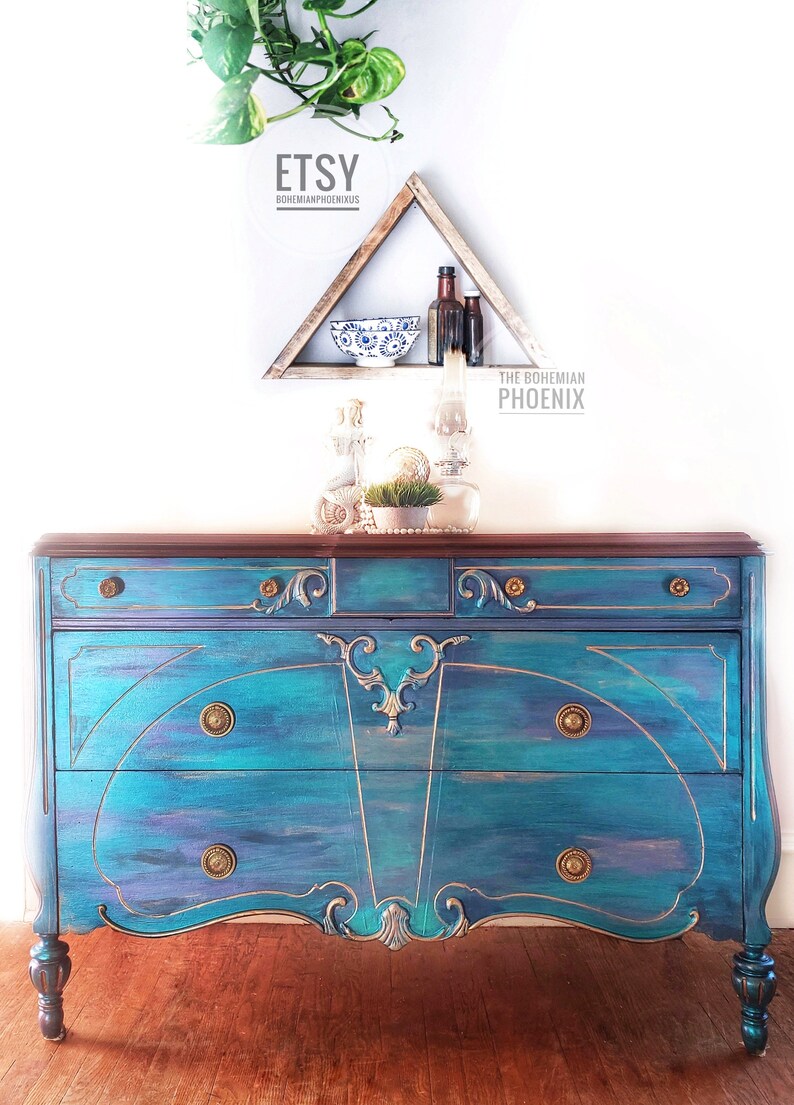 Mermaid / Northern lights / peacock dresser | Etsy