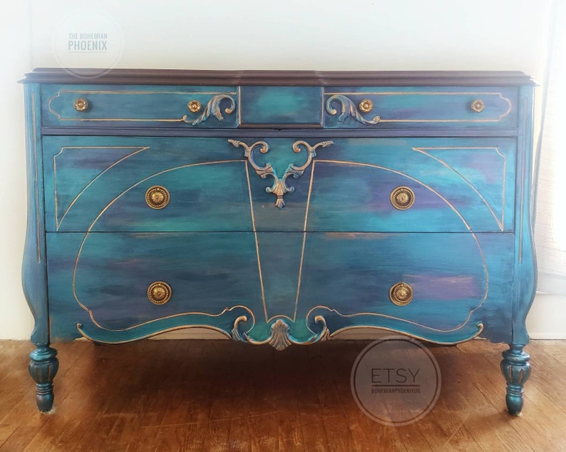 Mermaid / Northern lights / peacock dresser | Etsy