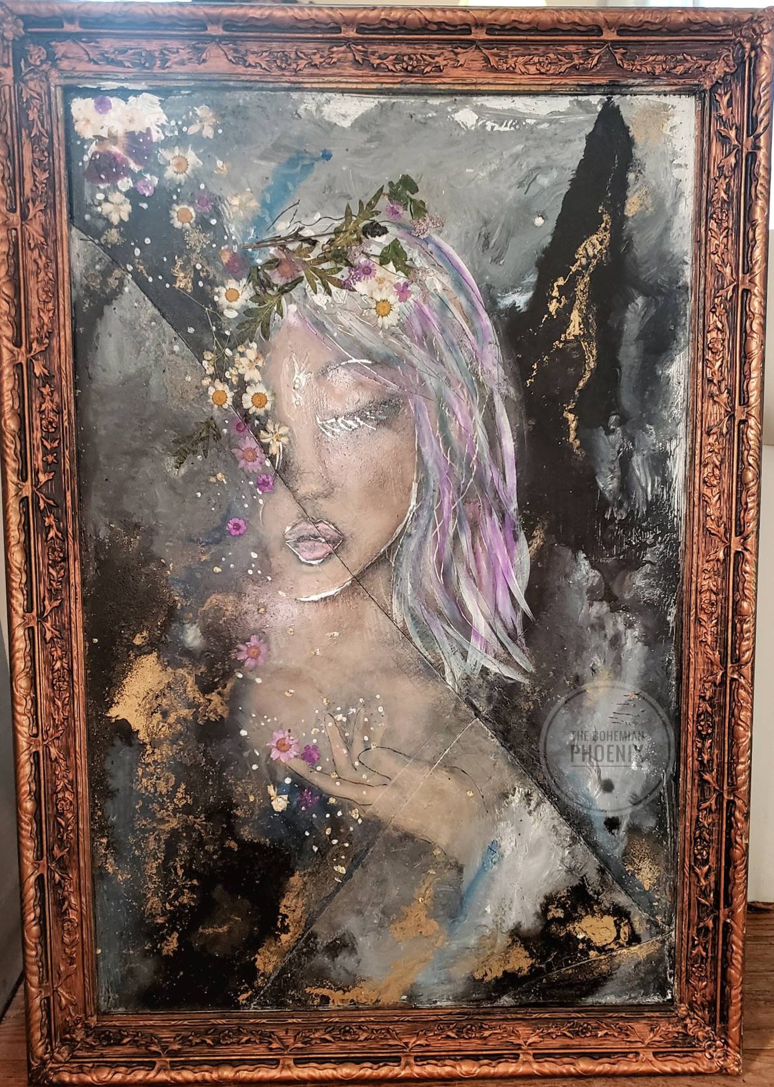 Unbroken- Original Painting on a Broken Mirror With Mirror Effects - Etsy